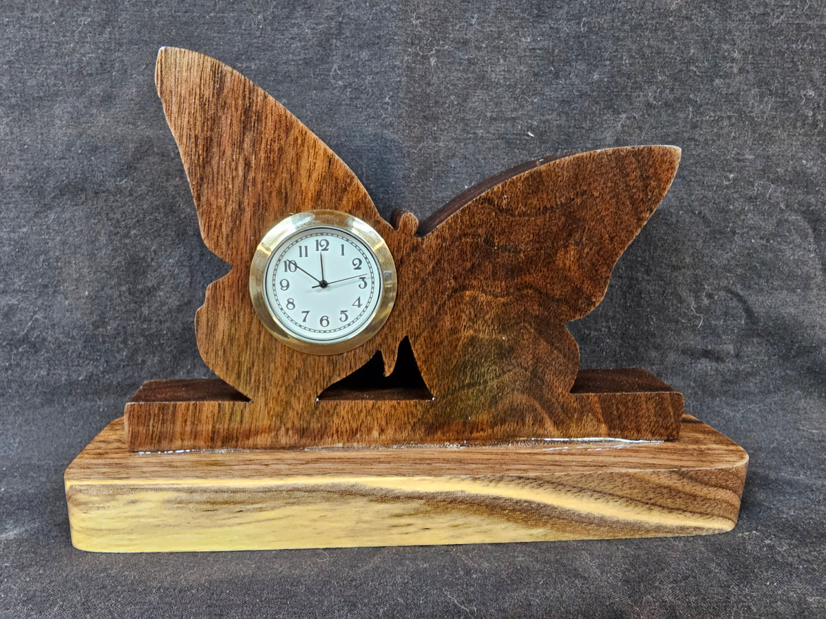 Butterfly Mini Desk Clock – Seal Woodworks